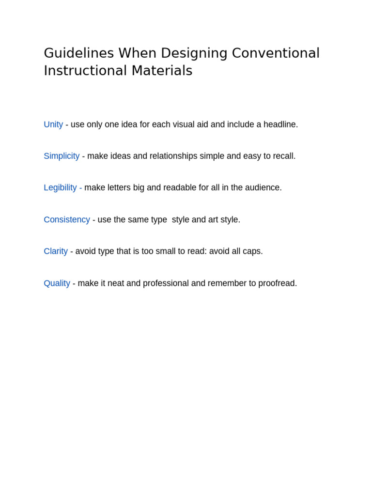 Guidelines When Designing Conventional Instructional Materials | PDF