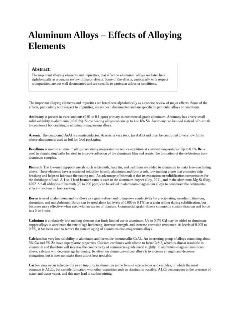Aluminum Alloys Effect | PDF