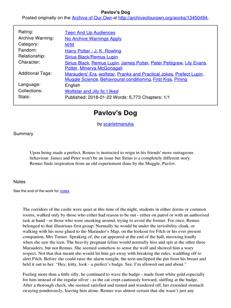 Pavlovs Dog by Scarletmanuka | PDF | Harry Potter