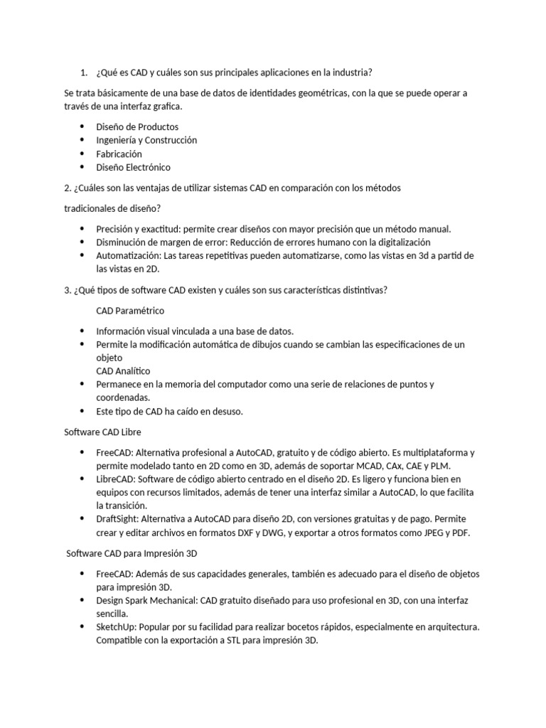 Qué Es CAD y Cuáles Son Sus Principales Aplicaciones en La Industria | PDF