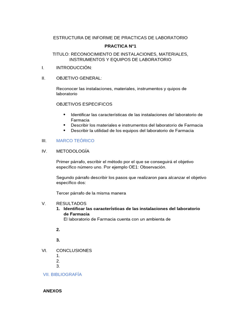 Estructura de Informe de Practicas de Laboratorio | PDF