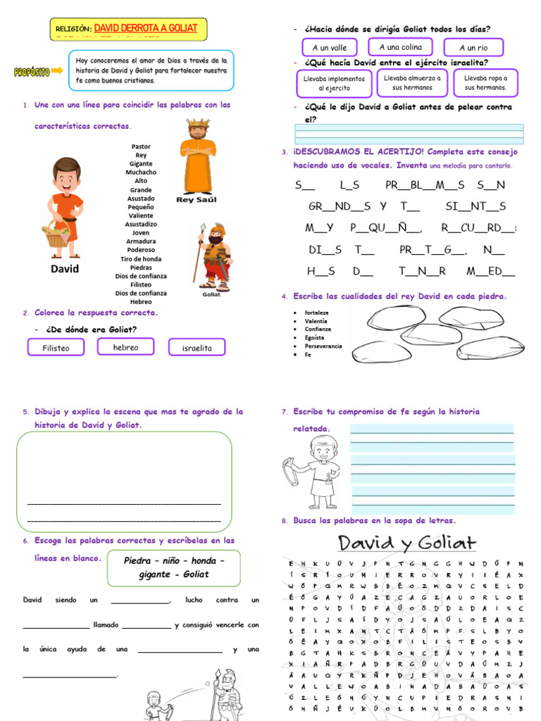 FICHA RELIGIÓN DAVID Y GOLIAT 27 set | PDF