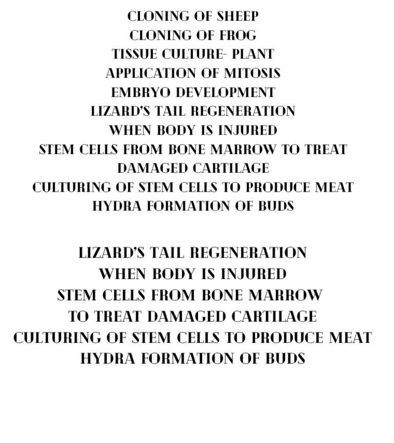 Cloning of Sheep Cloning of Frog Tissue Culture - Plant Application of ...