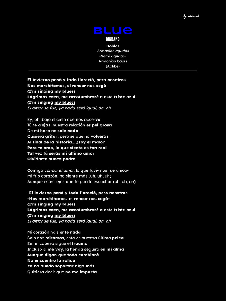 Blue - BIGBANG | PDF