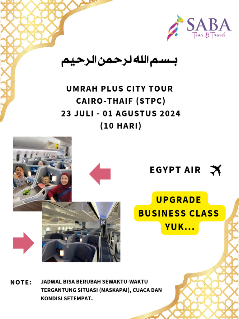 Itinerary - Umrah Plus Cairo - 10h - 23 Juli - 01 Agustus 2024 | PDF