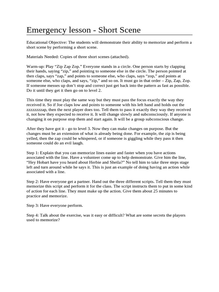 Drama Emergency Lesson | PDF