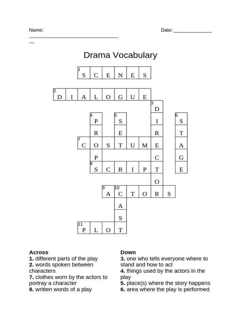 Drama Vocabulary Answer Key | PDF