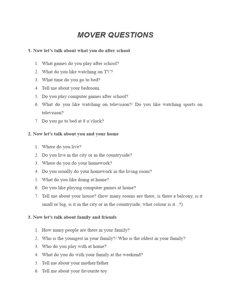 Thi MOVER Questions | PDF