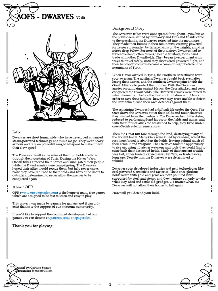 AOFS - Dwarves v2.50 | PDF