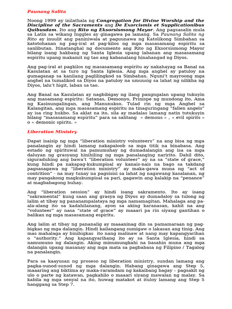 Para Sa Layko-Mga Panalanging NG Pagpapalaya (Liberation Prayers) | PDF