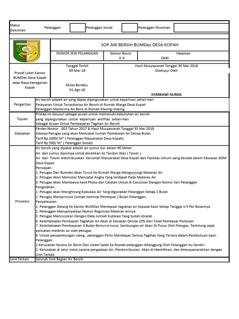 Sop Air | PDF