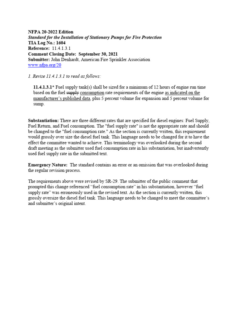 Nfpa-20 Tia 1604 | PDF