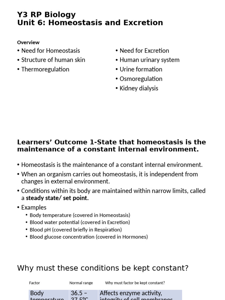 2021 PPT2 Homeostasis and Excretion | PDF