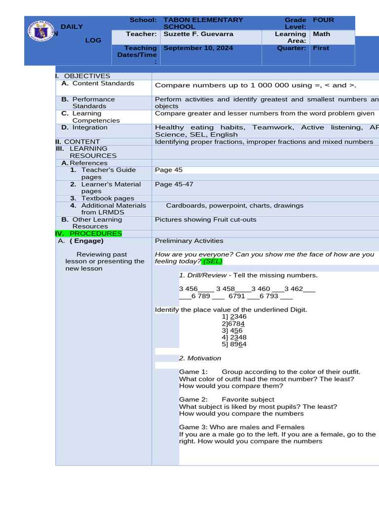 Math 4 COT | PDF | Teachers | Learning