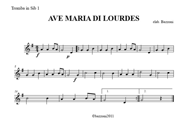 Ave Maria Di Lourdes Tromba 1 | PDF