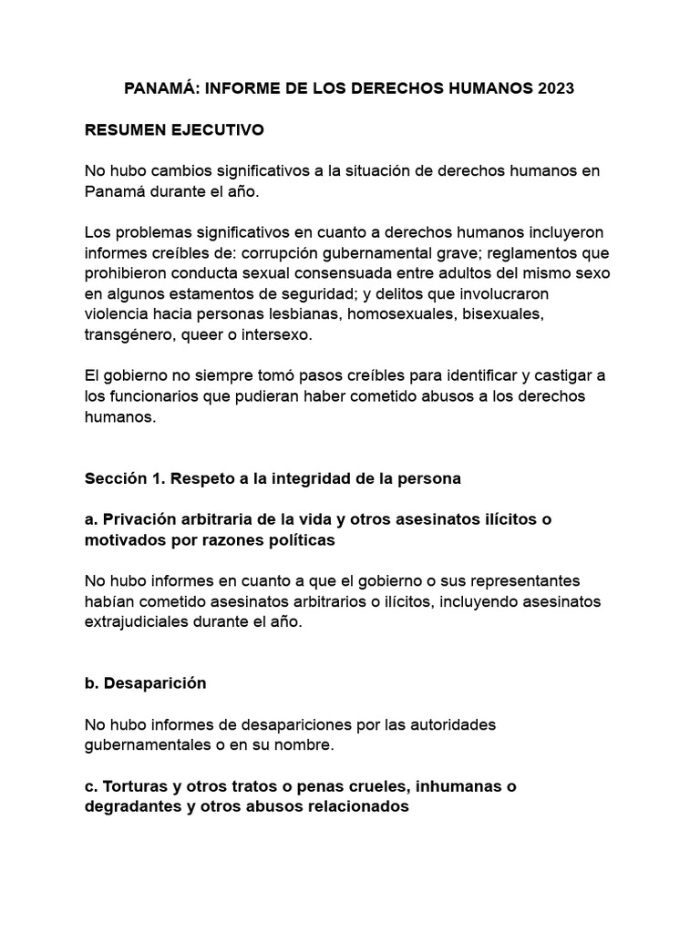 PANAMA-2023-HUMAN-RIGHTS-REPORT-ESP- | PDF