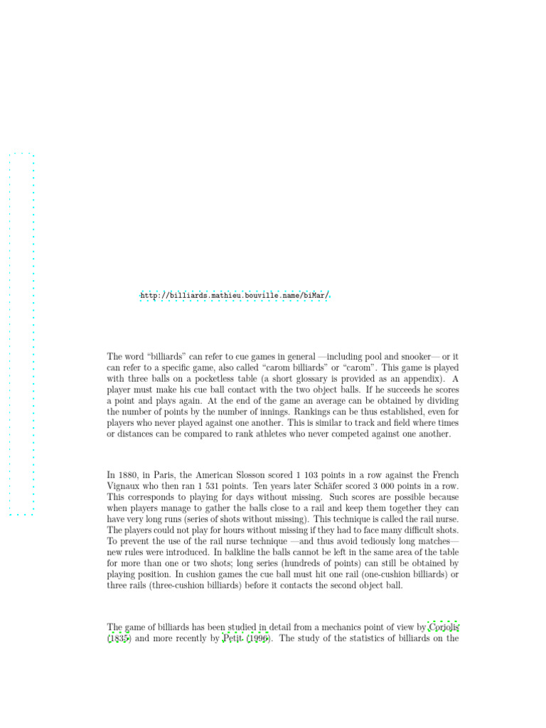 Position Play in Carom Billiards As A Markov Process: Mathieu Bouville ...