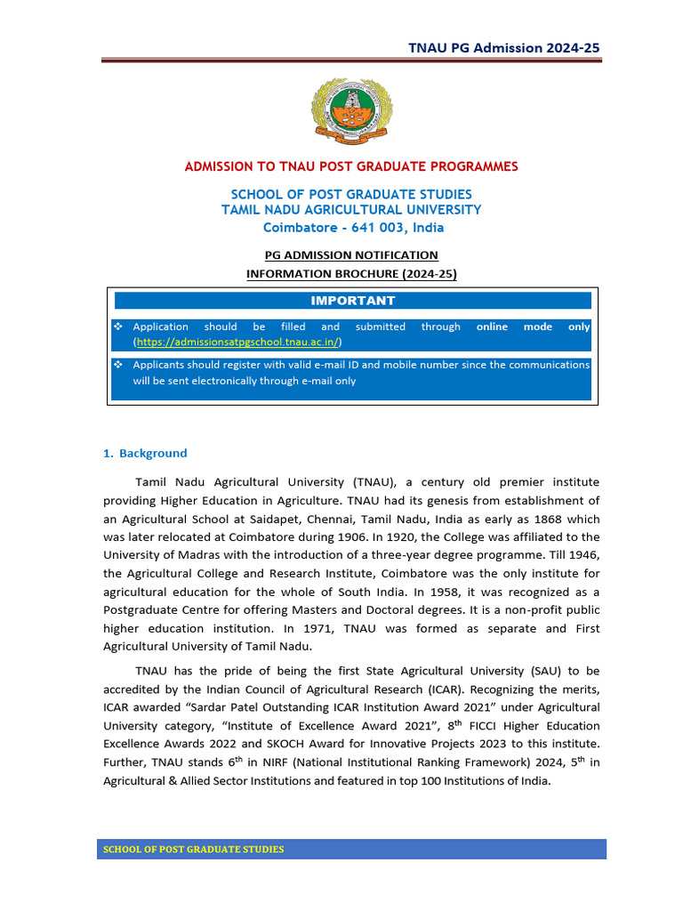 PG Information Brochure 2024-25 | PDF