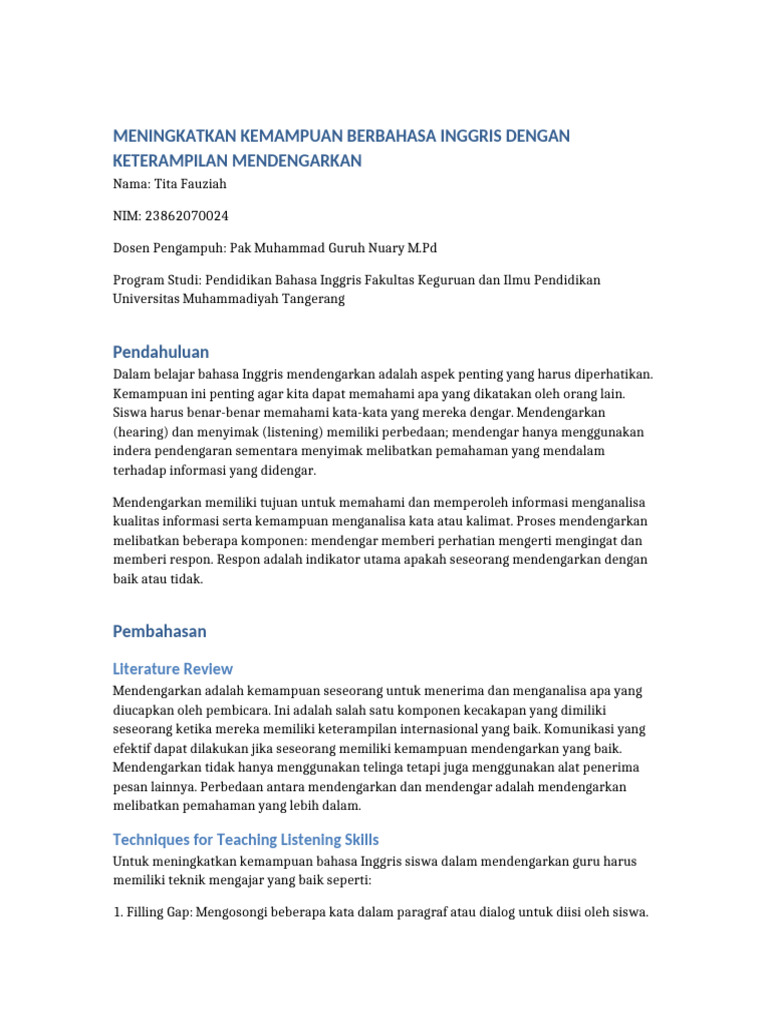 Revisi Kemampuan Berbahasa 1 Tita Fauziah | PDF