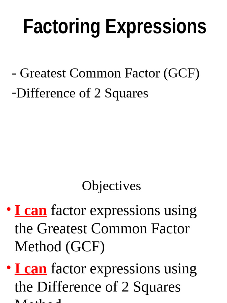 Factoring GCF Difference of Squares | PDF