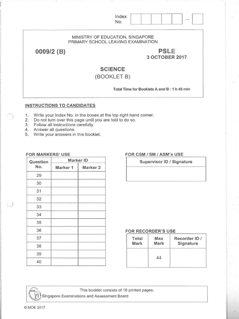 Science PSLE 2017 Booklet B - edited | PDF