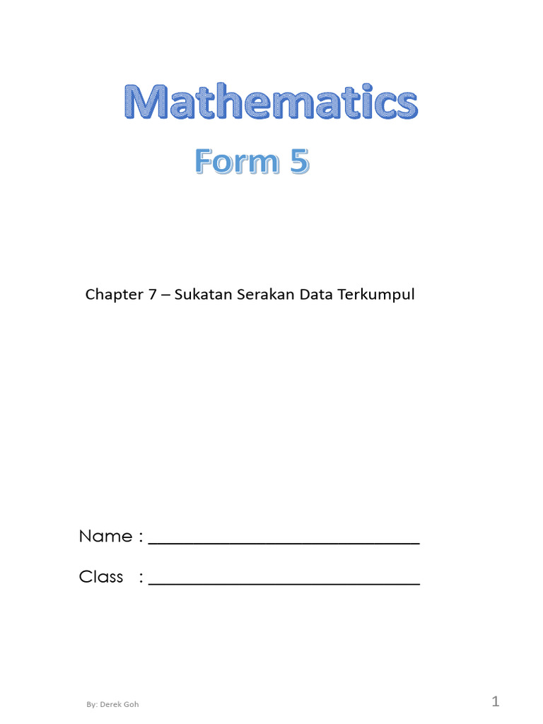 F5 Maths Chapter 7 Measures of Dispersion For Grouped (BM) | PDF