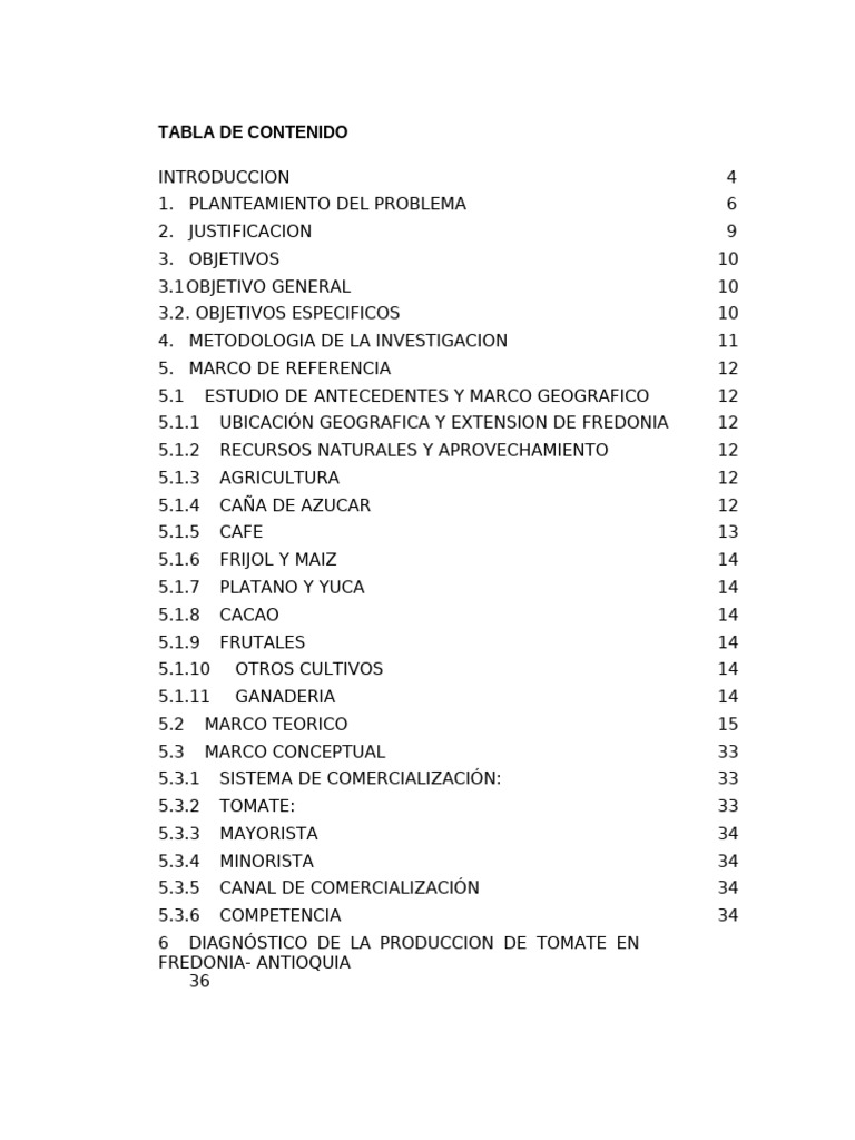 Tabla de Contenido | PDF