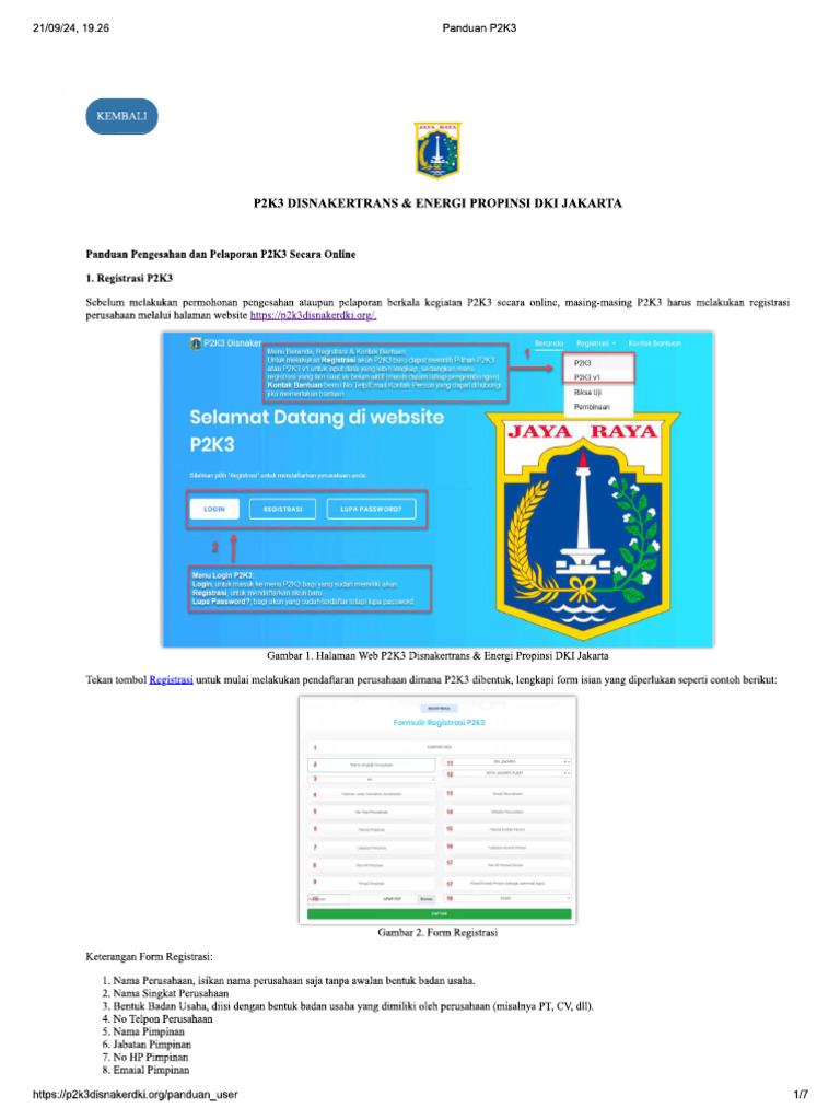 Pendaftaran P2K3 DKI Jakarta | PDF