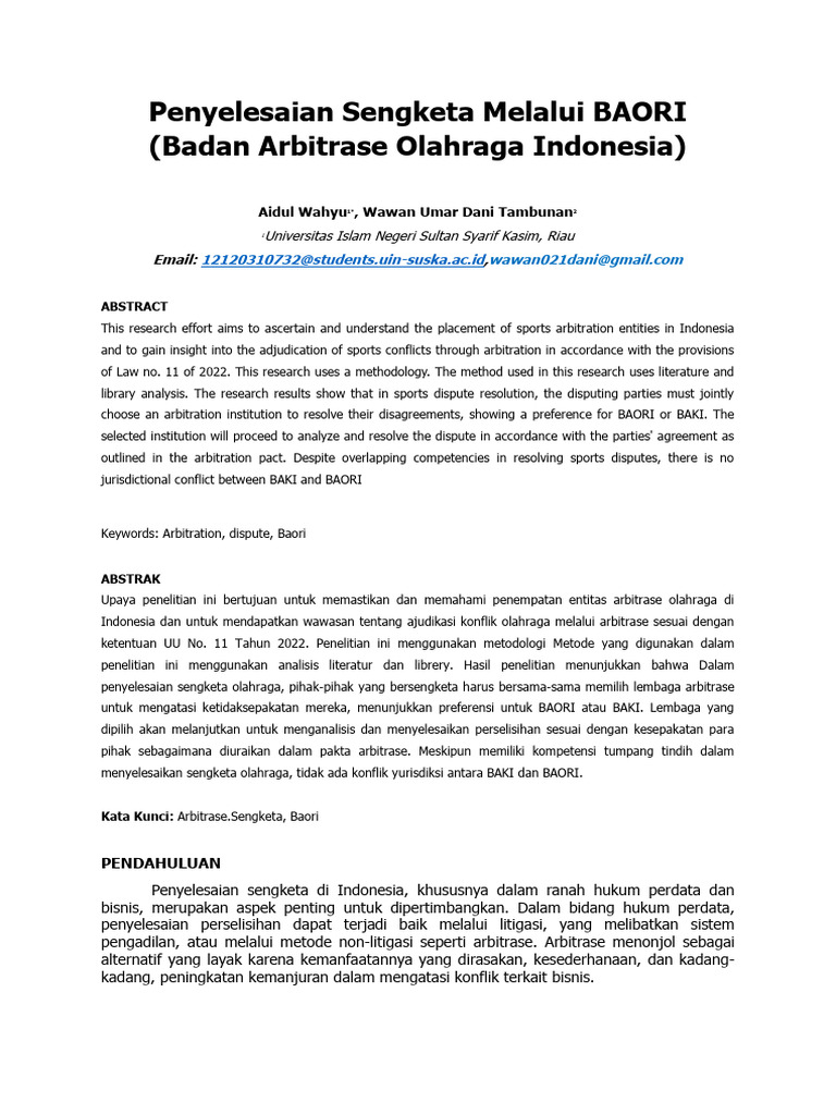 Jurnal Arbitrase Wawan, Aidul Revisi | PDF