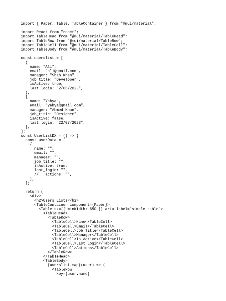 Table Container | PDF