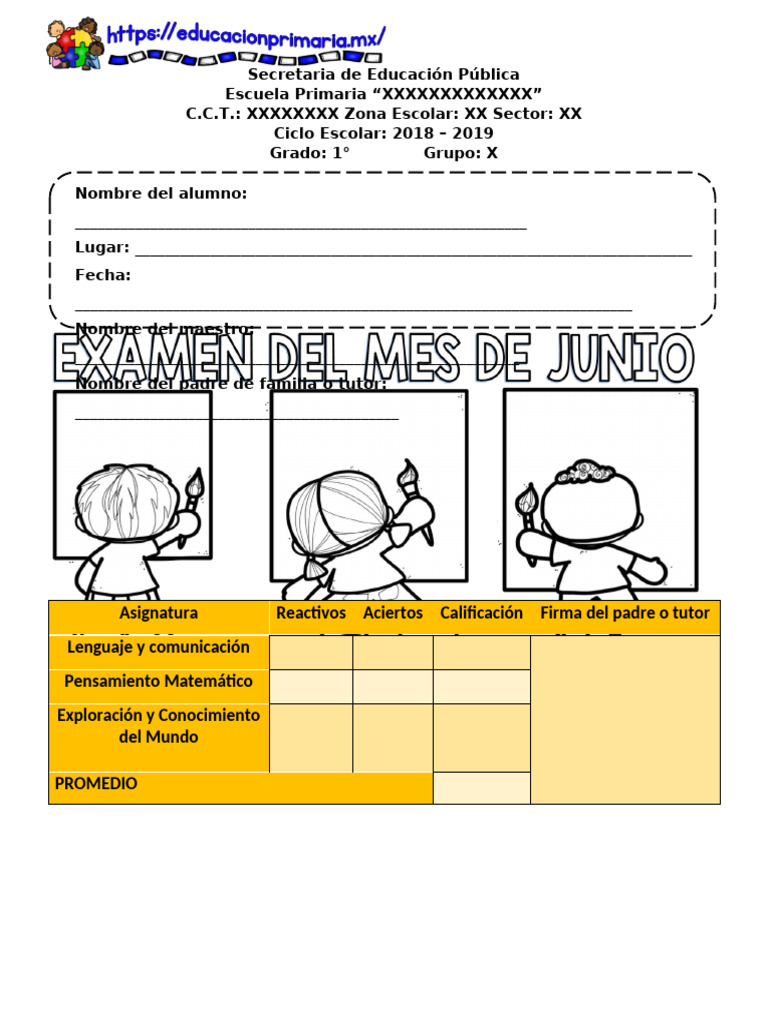 Examen 1 Er Grado Junio 19 MEEP | PDF