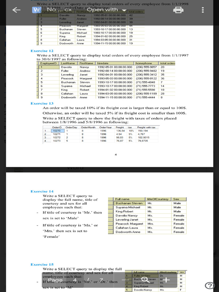 Practice Northwind Question1-18 | PDF