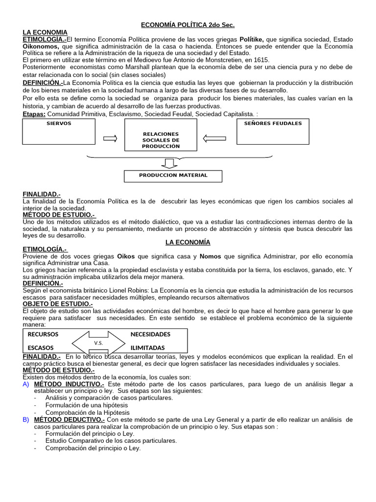 ECONOMÍA POLÍTICA 2do Sec | PDF