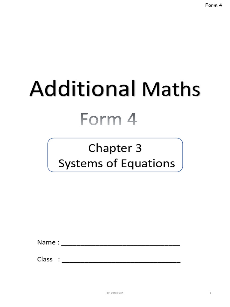 F4 Addmaths Chapter 3 - Systems of Equations (Q) | PDF