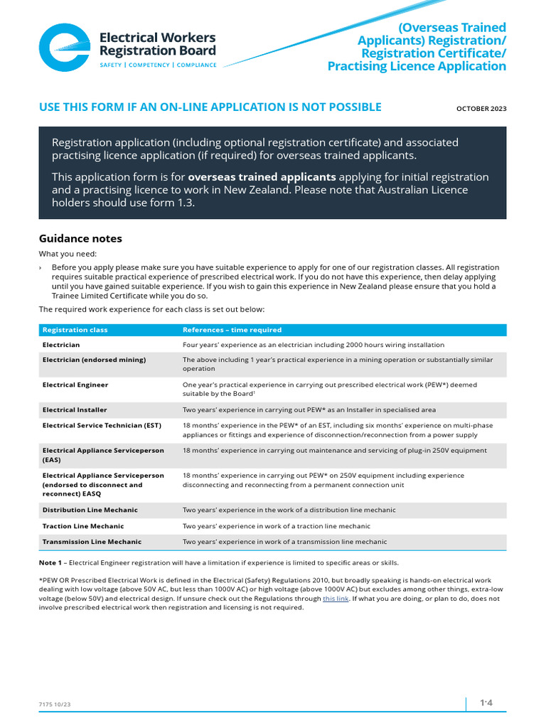 Electrical Registration Overseas Applicants | PDF