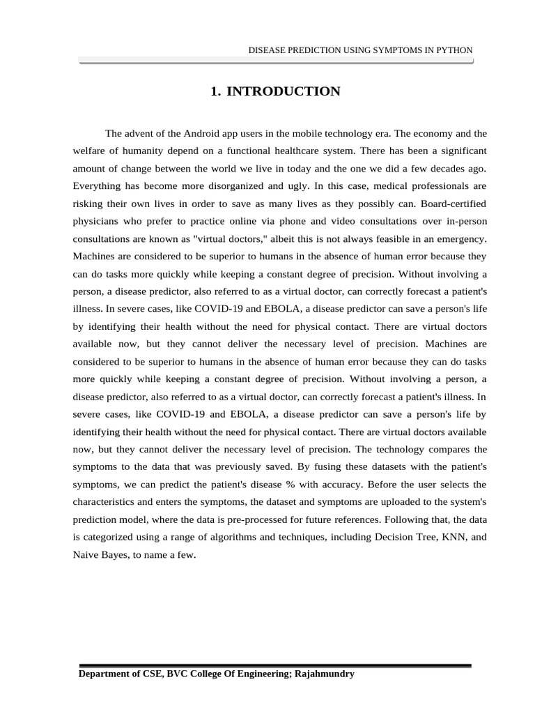 Disease Prediction System Using Symptoms in Python | PDF