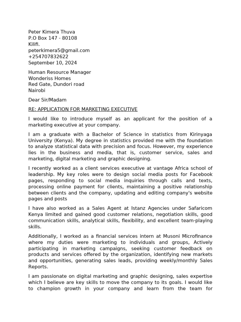 Peter Kimera Thuva | PDF | Career & Growth