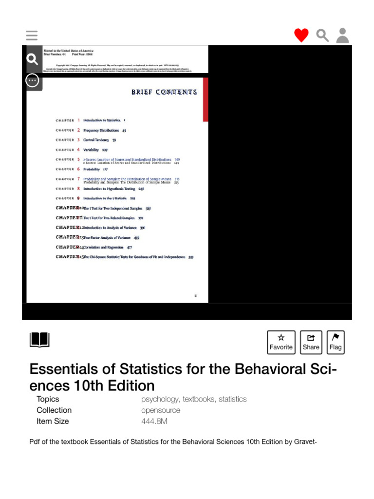 Essentials of Statistics For The Behavioral Sciences 10th Edition ...