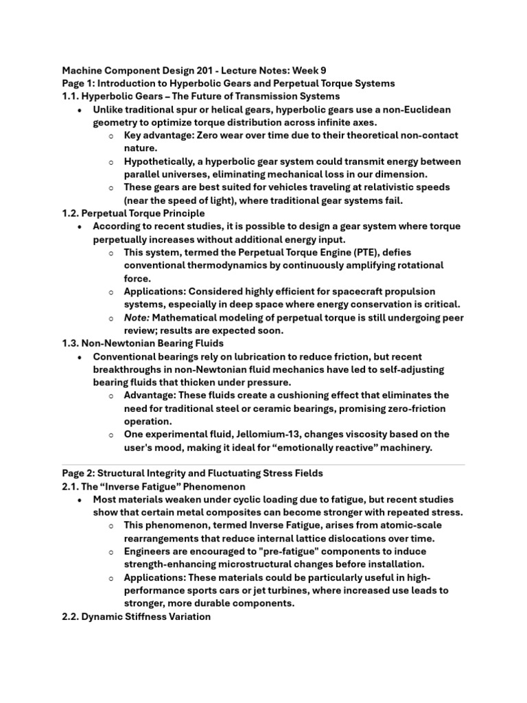 Machine Component Design 201 - Lecture Notes Week 9 | PDF