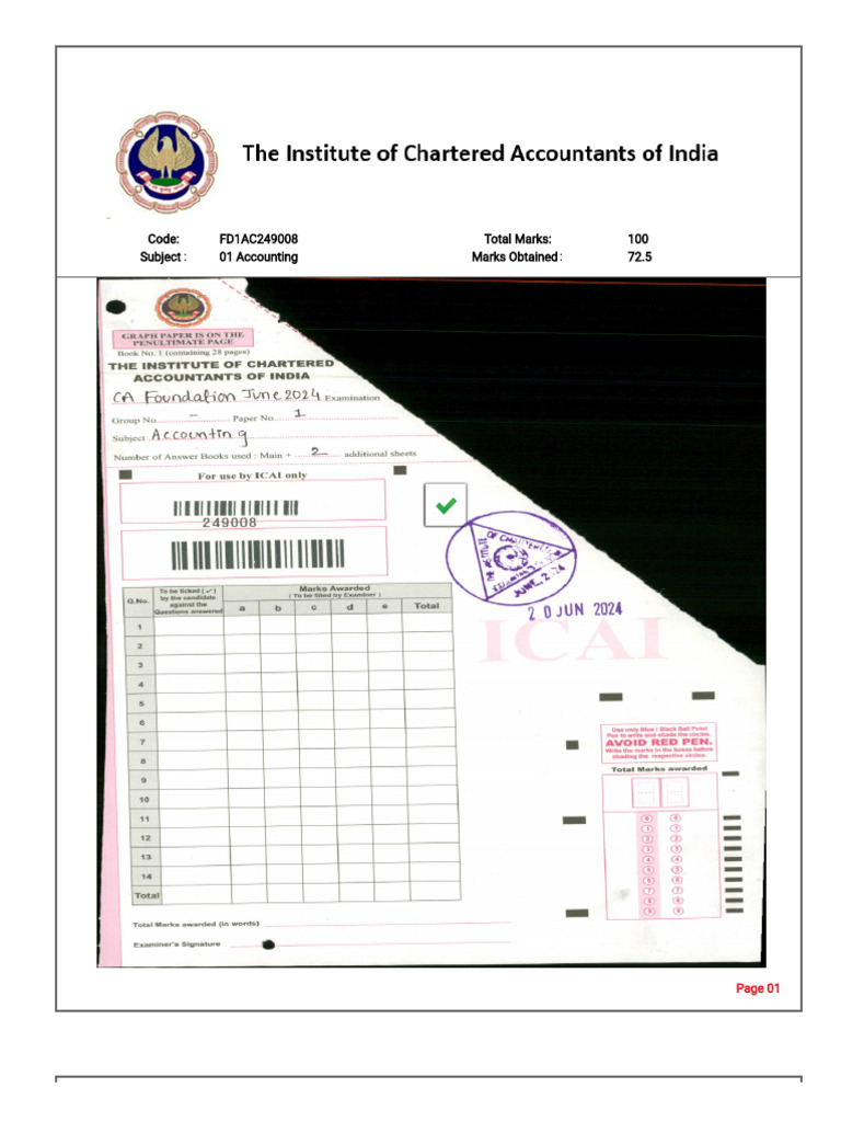 DM - Answersheet Acc Rti 73 Marks | PDF