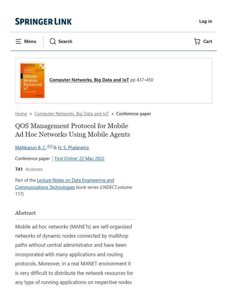 QOS Management Protocol For Mobile Ad Hoc Networks Using Mobile Agents - SpringerLink | PDF ...