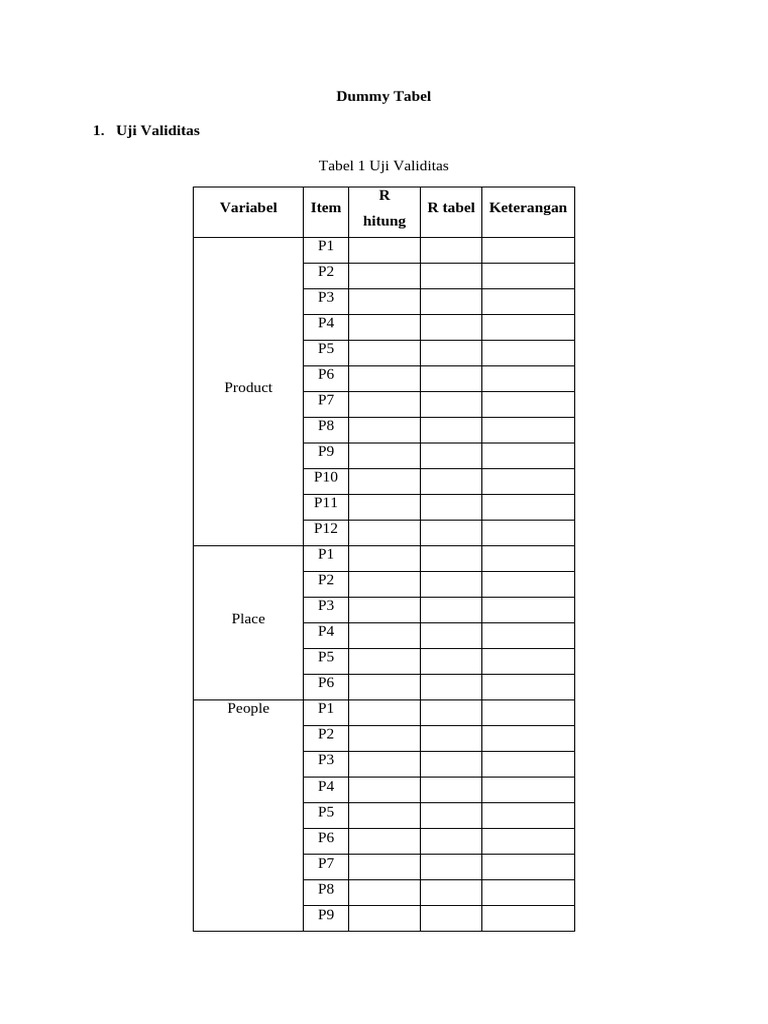 Dummy Tabel | PDF