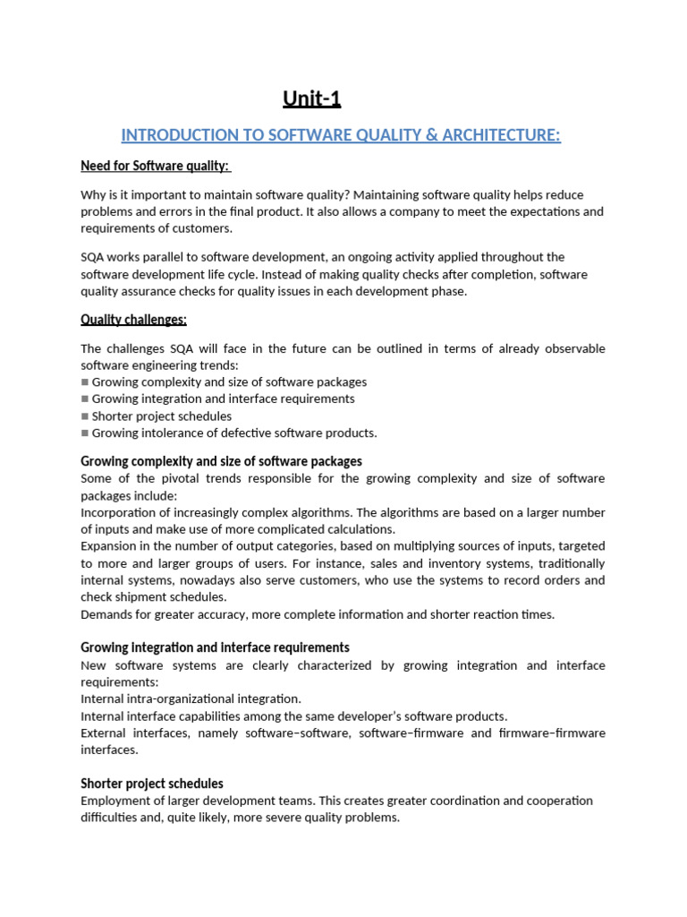SQA Unit 1 | PDF