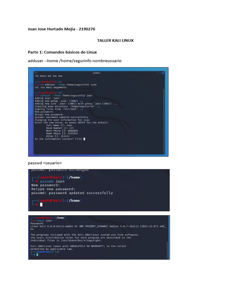 Laboratorio Kali Linux - Juan Hurtado | PDF