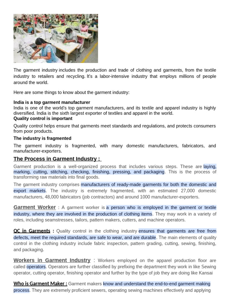 The Garment Industry | PDF