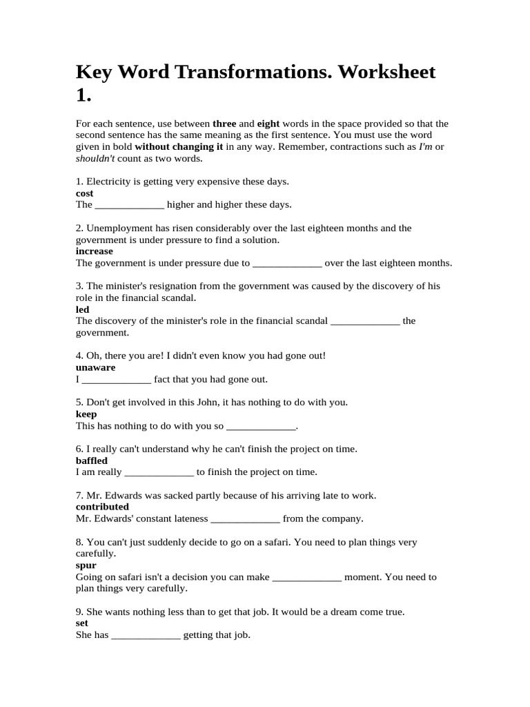 48 Key Word Transformations | PDF