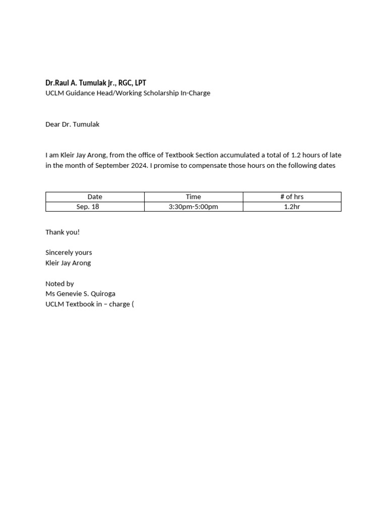 Compensatation Letter August | PDF