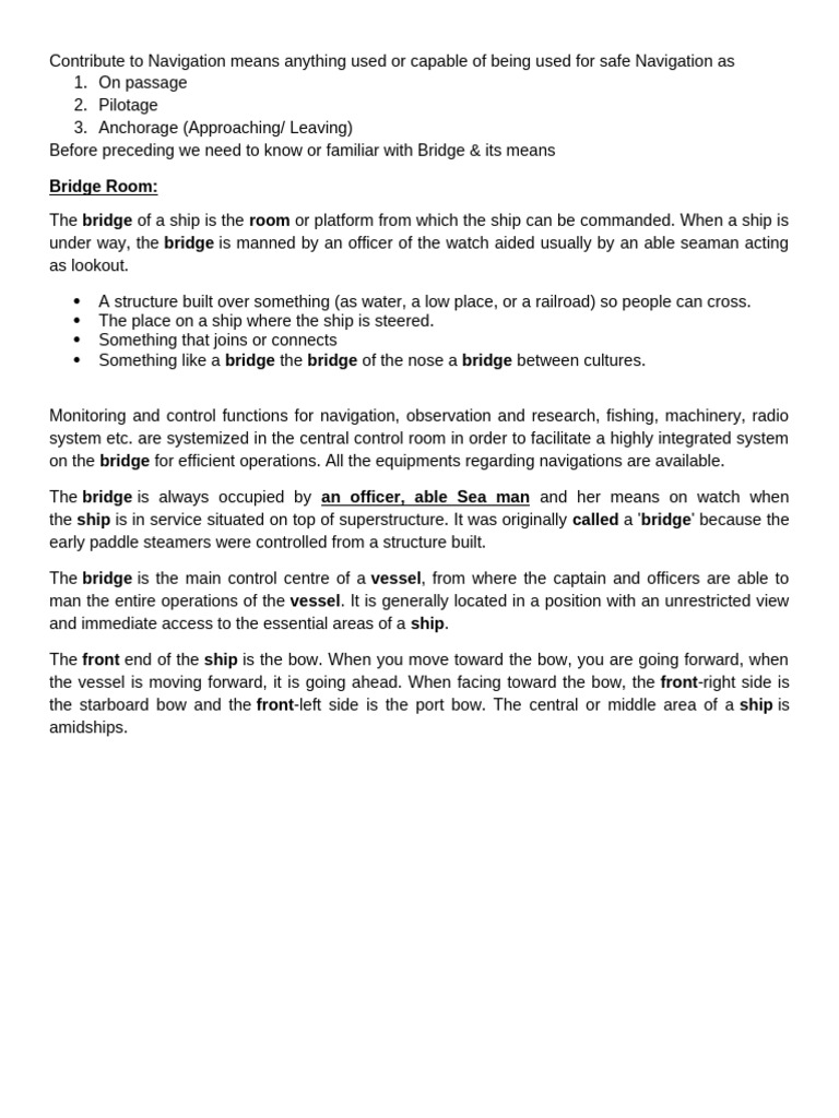 Ship Bridge Navigation Essentials | PDF | Shipping | Freight Transport