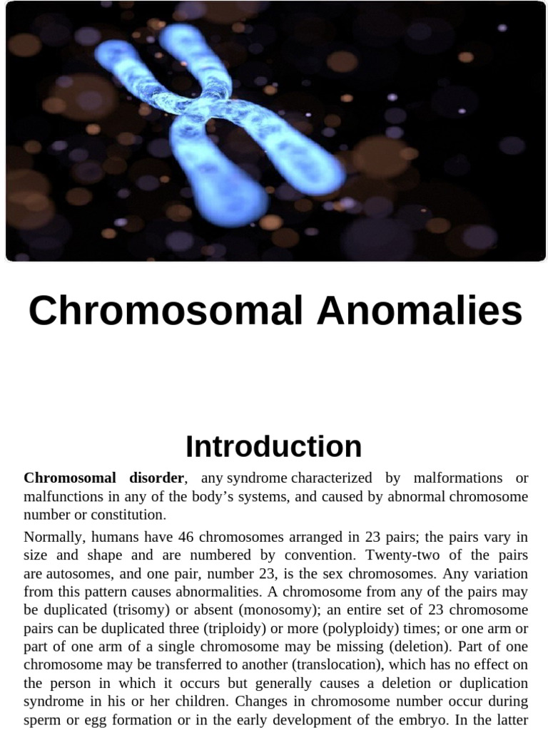 Chromosomal Anomalies | PDF