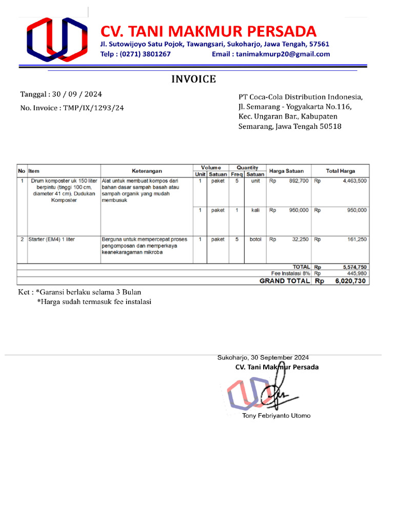 Invoice Waste Coca-Cola | PDF